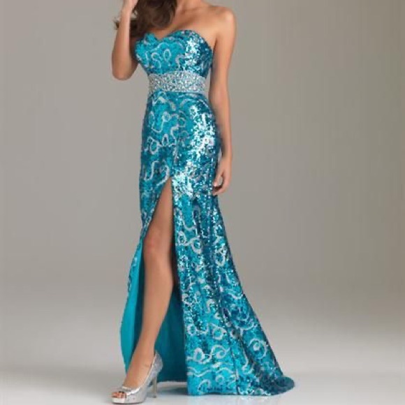 Night Moves | Dresses | Night Moves Blue Sequin Prom Dress | Poshmark